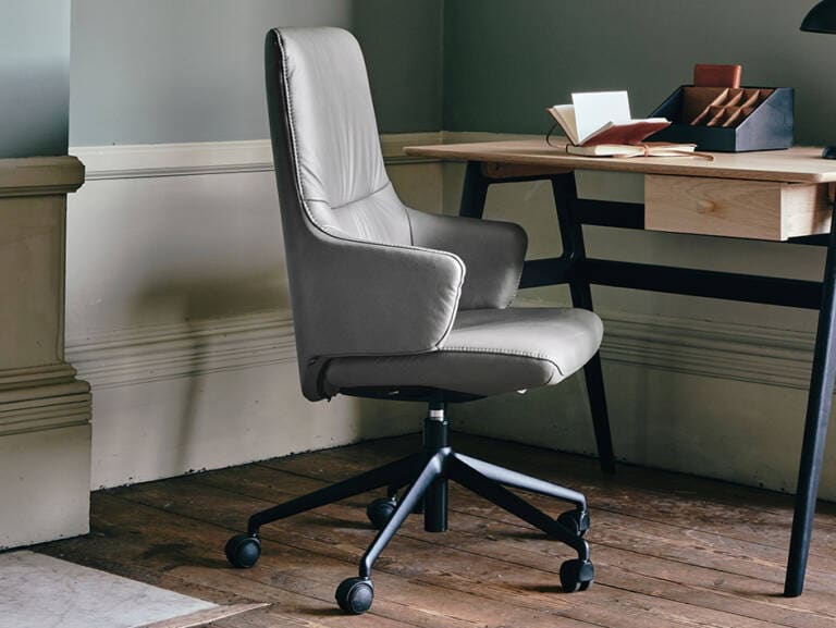 Stressless® Large Mint High Back Office Chair in Batick Dove - Julian Foye